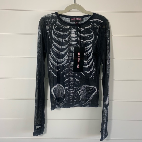 Dolls Kill | Tops | Dolls Kill Skeleton See Through Shirt Trickz N ...